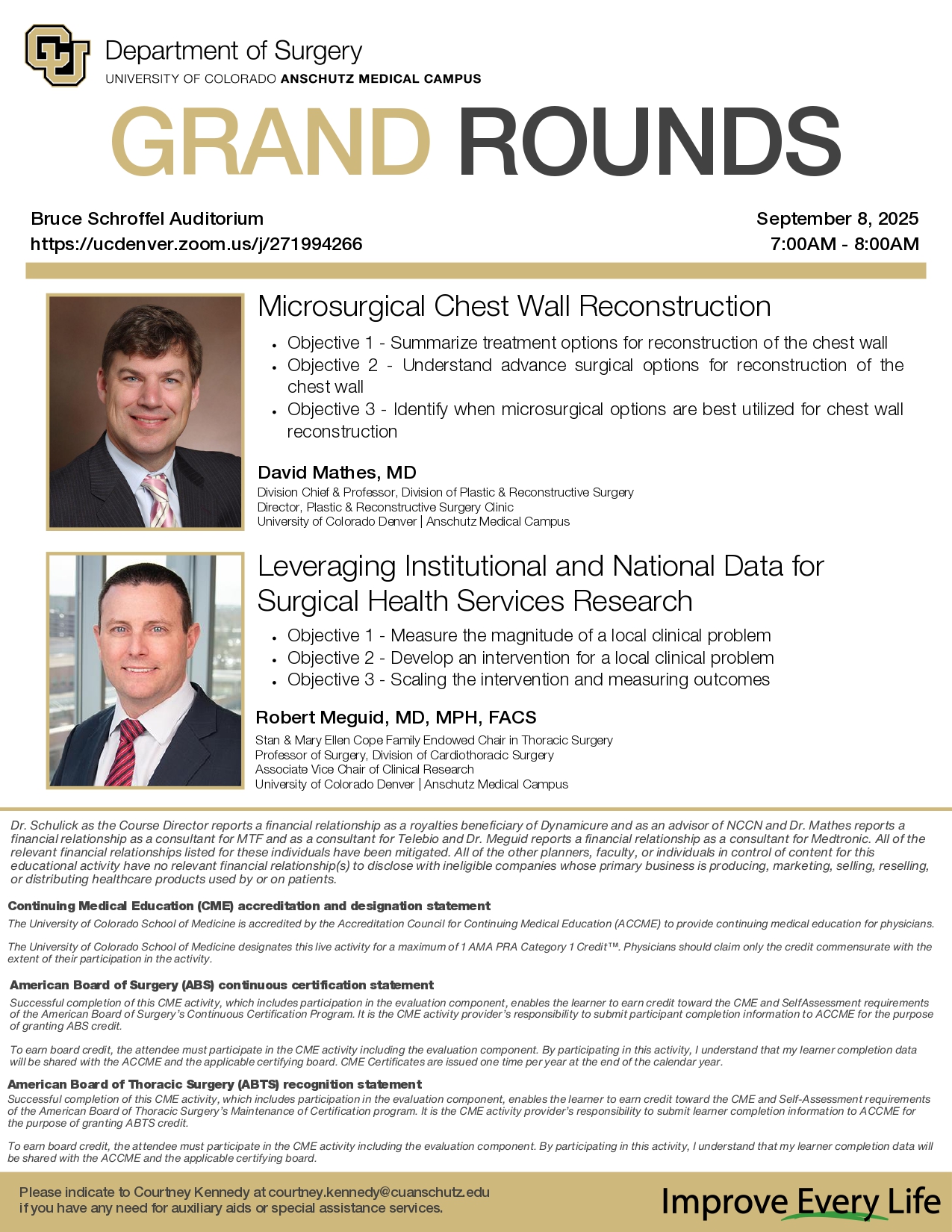 Dept. of Surgery Grand Rounds | University of Colorado